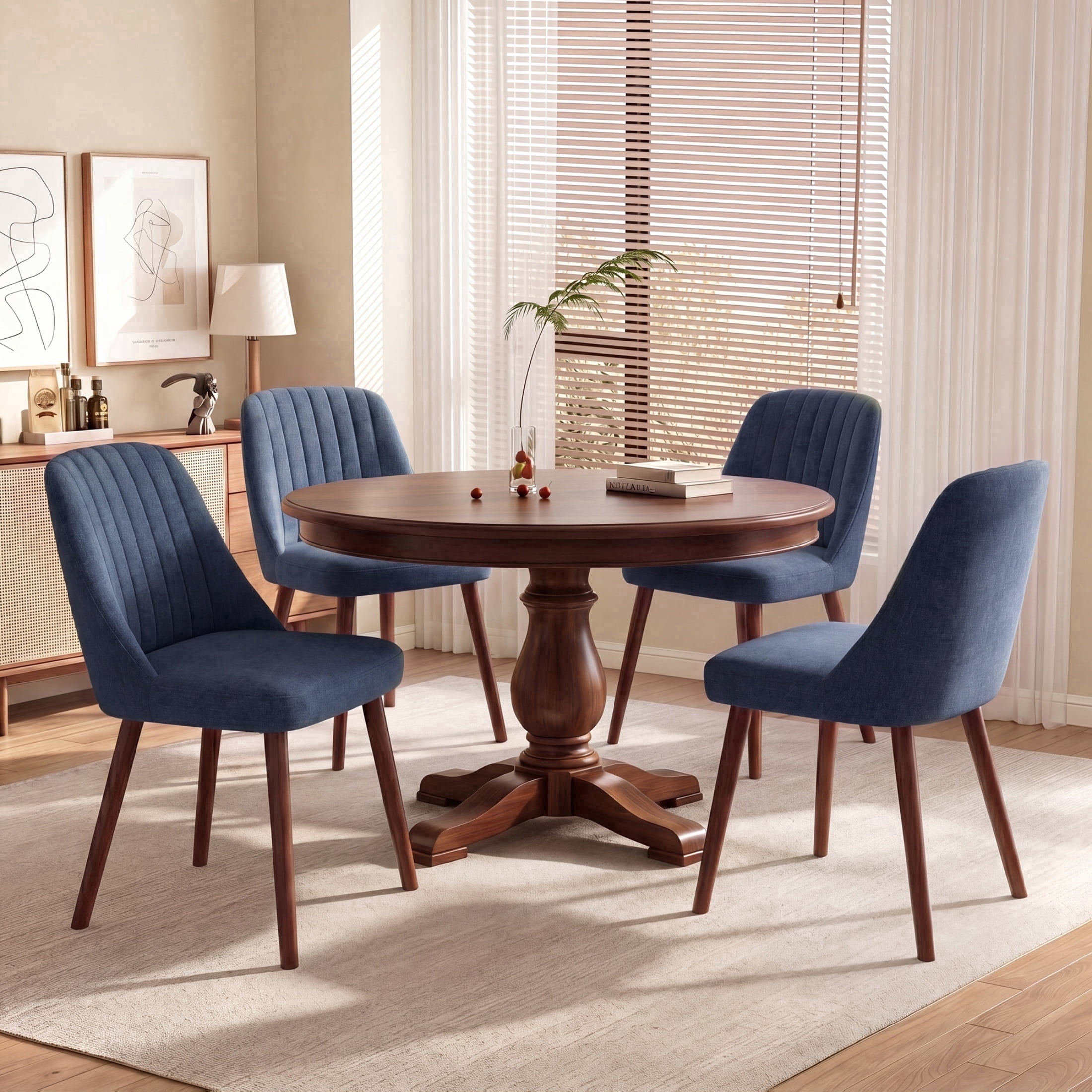 AFO Modern Dining Chair with Solid Wood Legs, Tufted Back Seat for ...