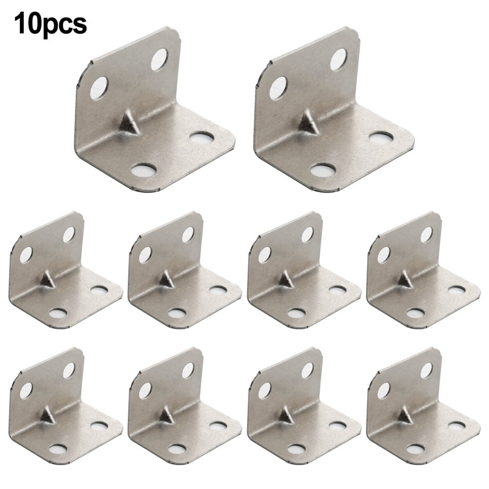 AFQH 10/20pcs Furniture Nickel Iron L Angle Bracket Hardware Right ...