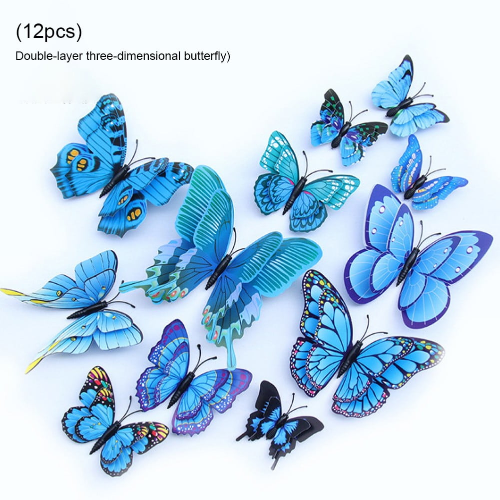 AFQH 12pcs 3D simulation plastic butterfly wall sticker living room wall decoration - Walmart.com