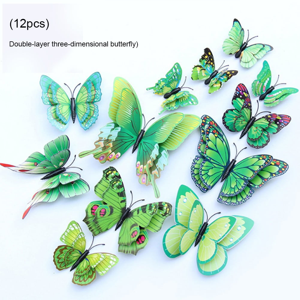 AFQH 12pcs 3D simulation plastic butterfly wall sticker living room wall decoration - Walmart.com