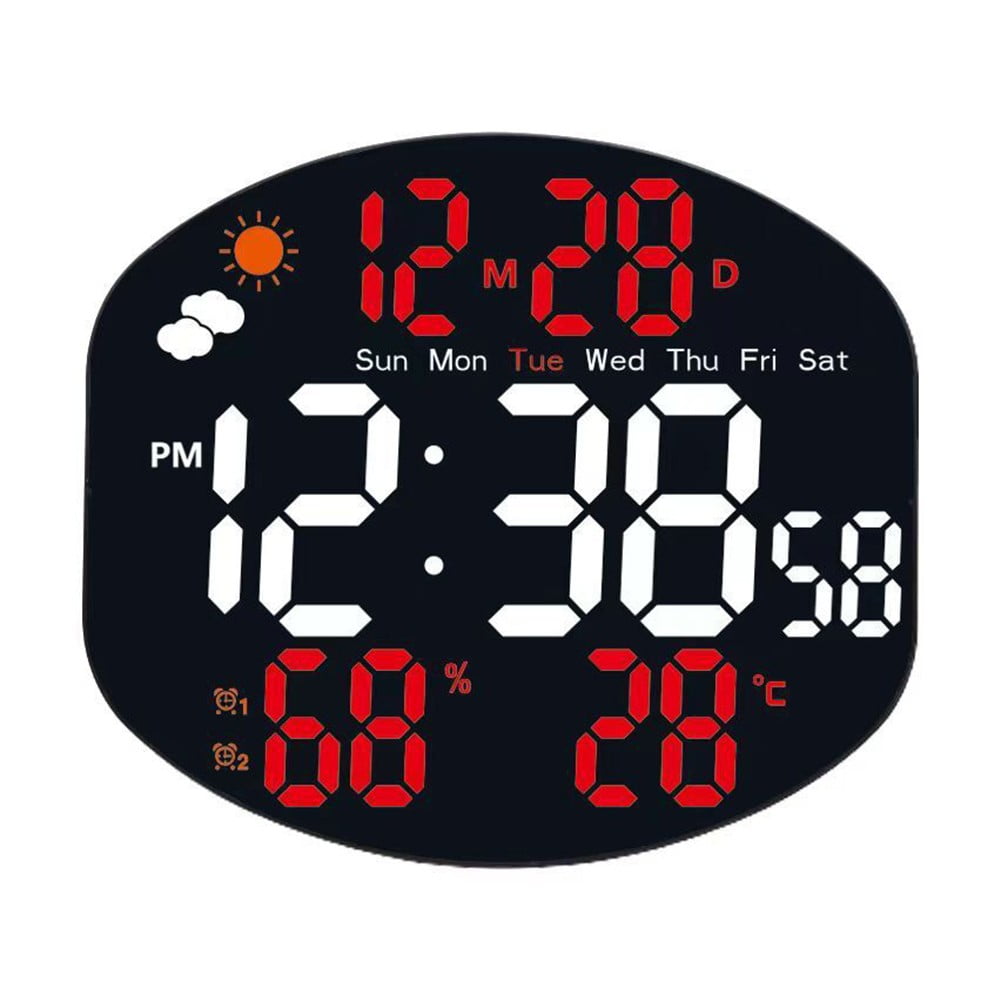 AFQH 1PC Large Screen Electronic Clock Wall Mounted Led Clock Weather ...
