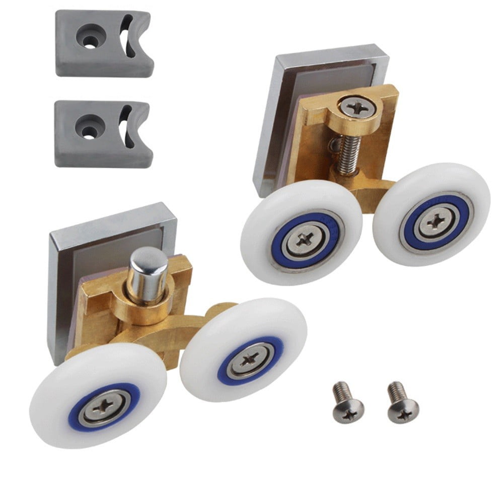 AFQH 2x Double Shower Door Top + Bottom Wheels Rollers Runners Wheels ...