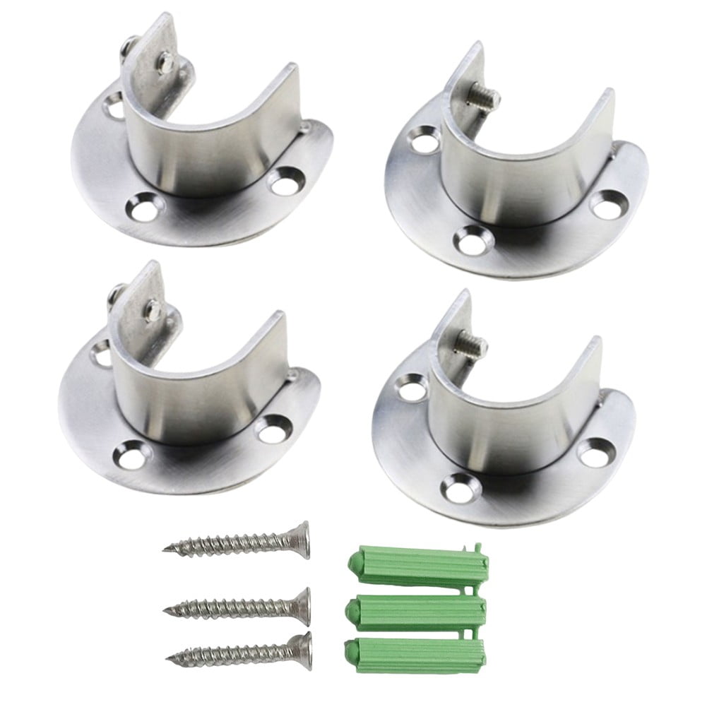 AFQH 4pcs Round Tube Bracket Rod Flange Kit 32mm Wardrobe Closet Rod ...
