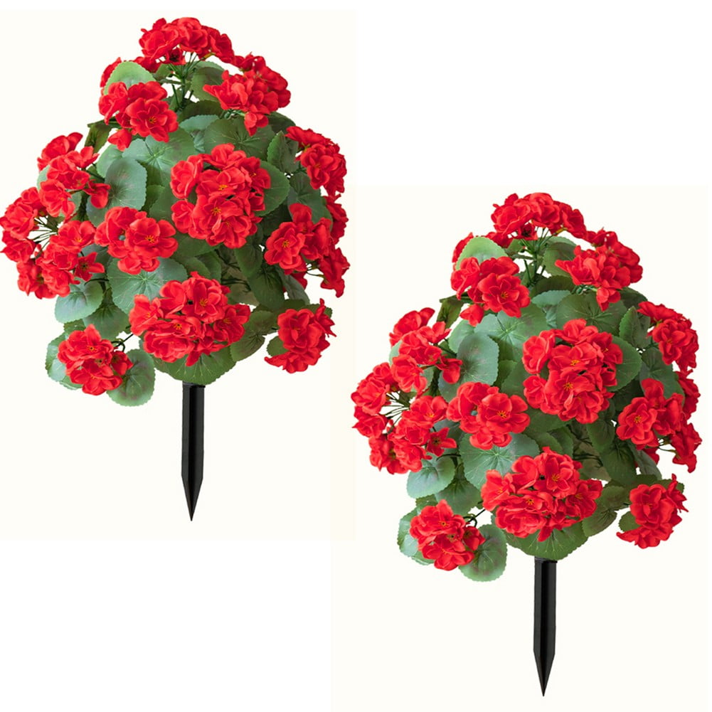 AFQH Begonia Flower with Ground Spikes Artificial Flower Bunch Geranium ...