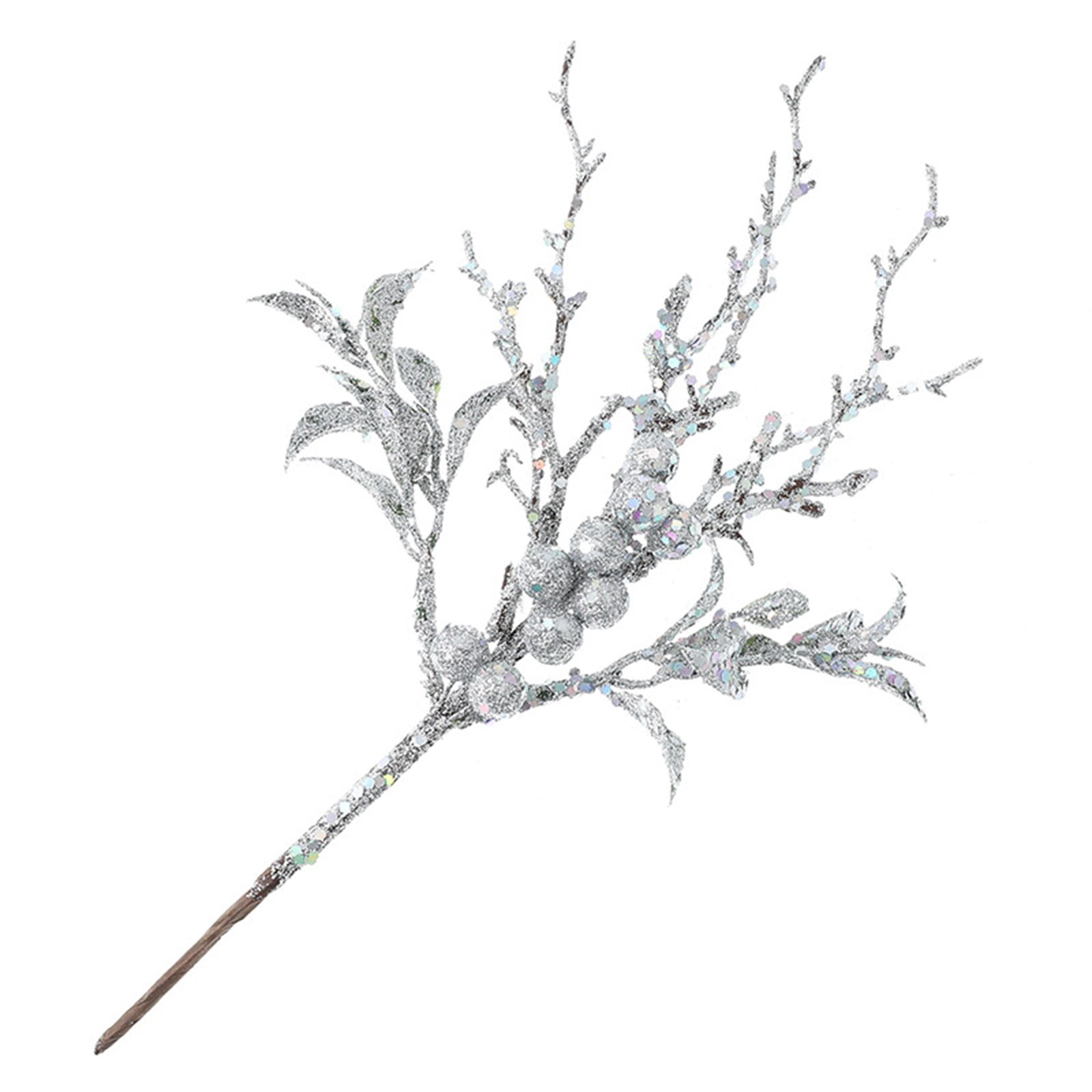 AFQH Christmas Glitter Berries Stems Artificial Red Berry Branches ...