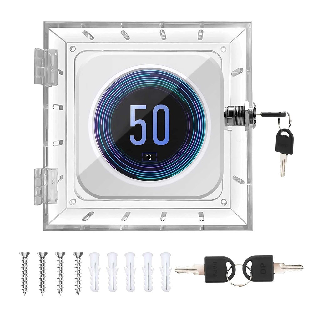AFQH Clear Acrylic Thermostat Lock Box with 2 Keys Thermostat Protector ...