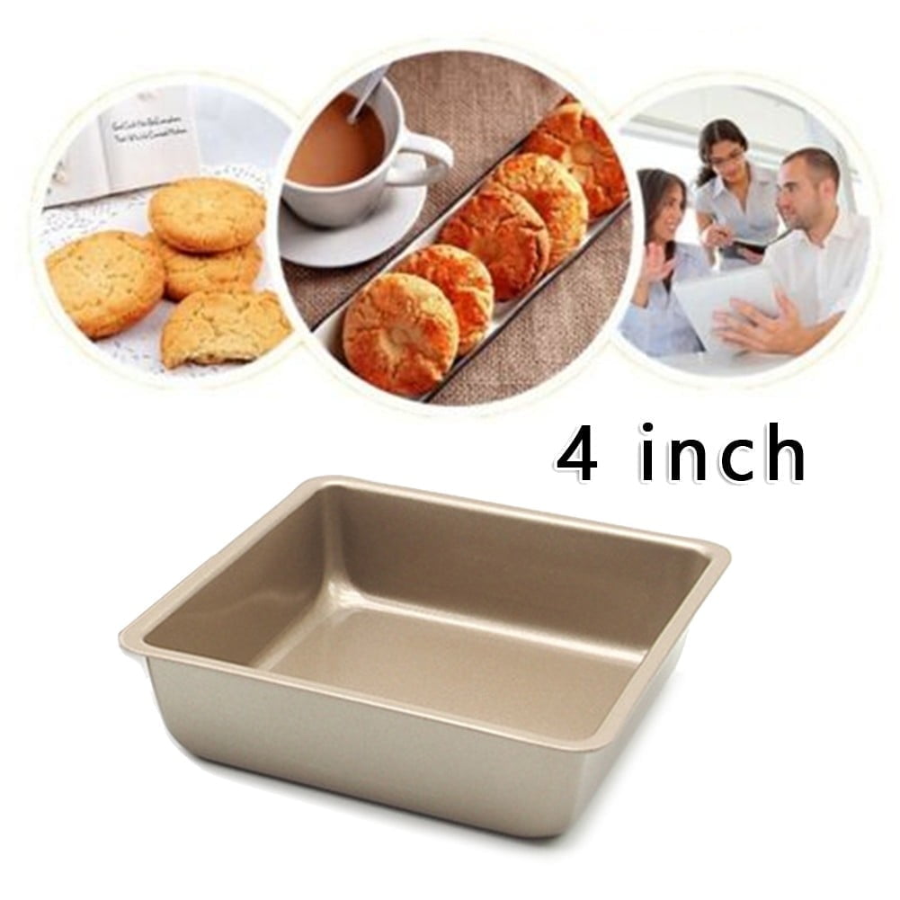 AFQH Nonstick 4 Inch Square Baking Cake Pans, Small Deep Baking Pan for ...