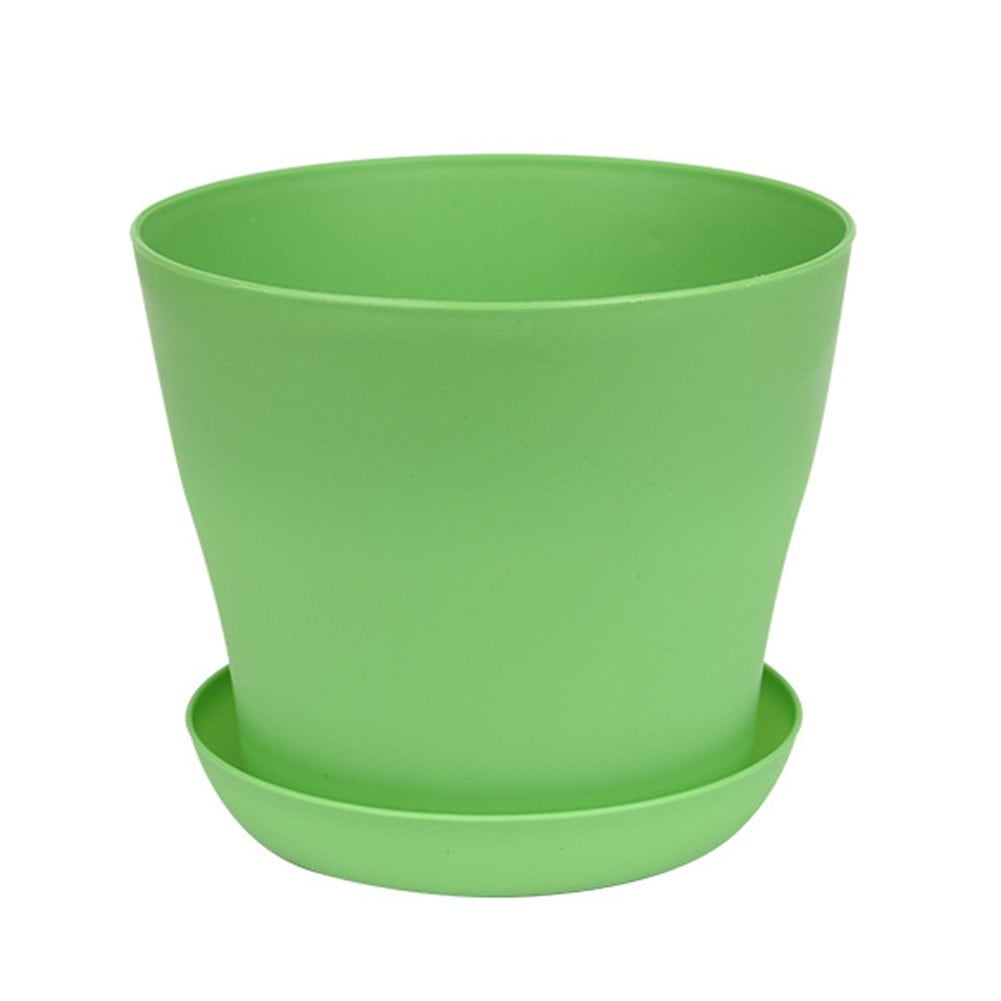 AFQH Resin Plastic Flower Pot with tray Green potted plants Plant Pots ...