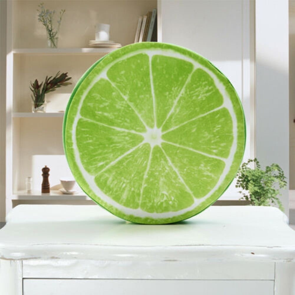 AFQH Round Fruit Pillows Floor Cushions 3D Watermelon Kiwi Lemon Orange ...