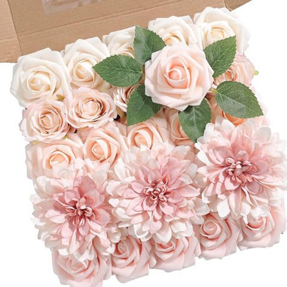 AFQH Silk Artificial Flower Mix with Various Types and Sizes for Floral ...