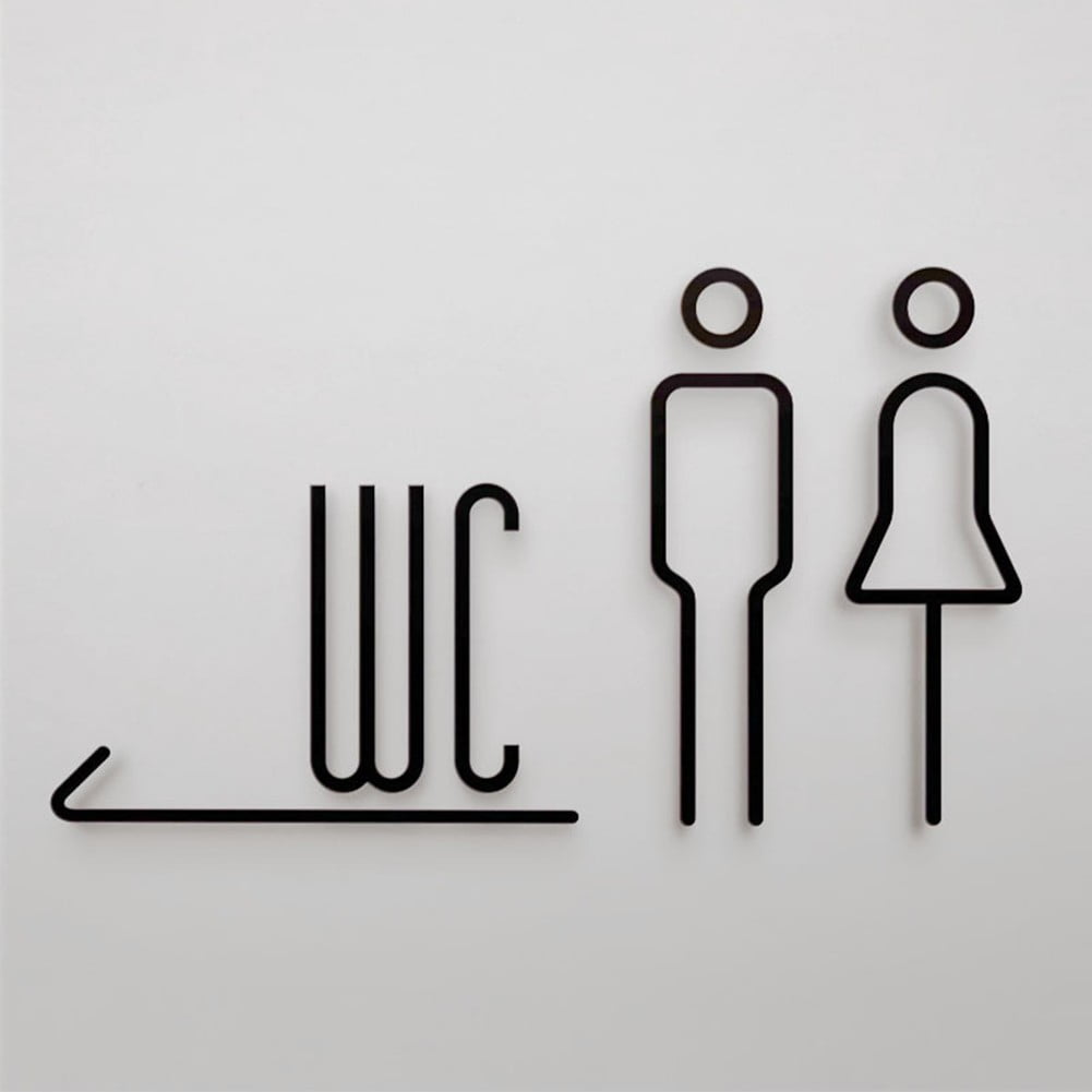 AFQH Toilet Sign Plate Wash Room Door Wall Label Sticker Wc Signage ...