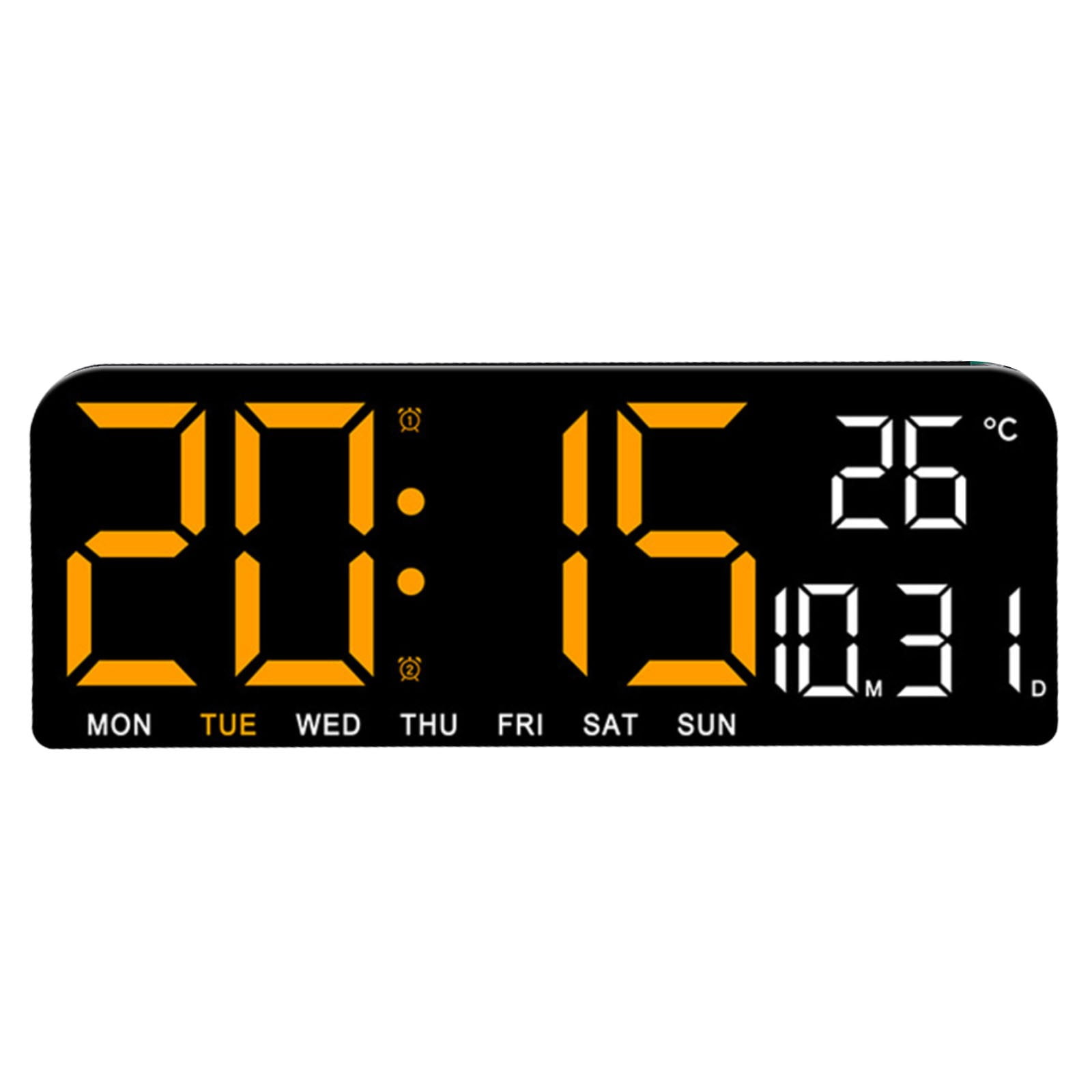 AFQH USB Powered Large Digital Wall Clock Temperature Date Week Timing ...