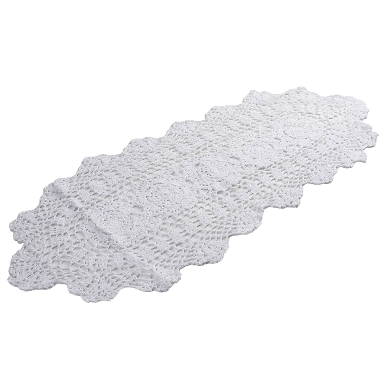 AFQH Vintage Crocheted Lace Tablecloth Doily Cotton Floral Oval Cover ...