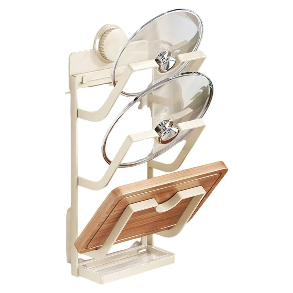 AFQH Wall-Mounted Pot Lid Holder with Drain Tray - Space-Saving Kitchen ...