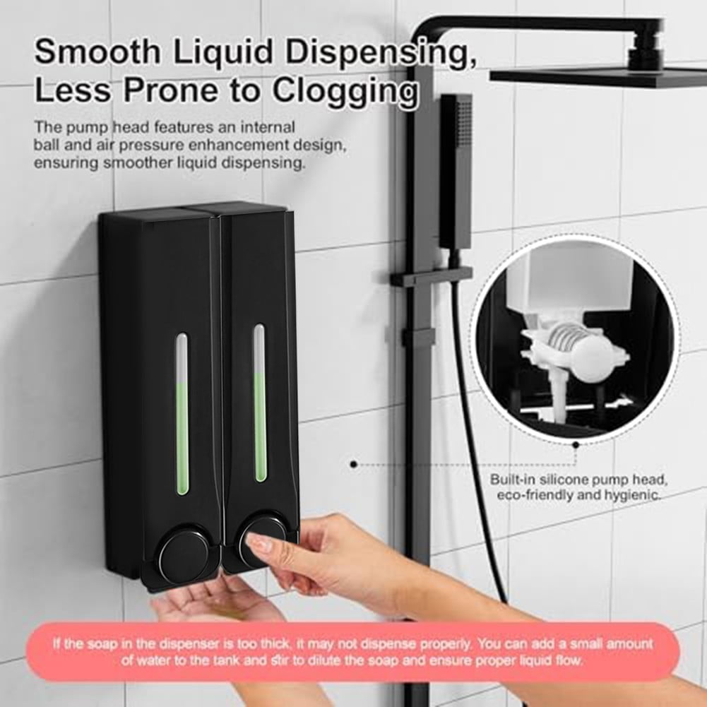 AFQH Wall-Mounted Shampoo & Conditioner Dispenser - No-Drill, 1500ML ...