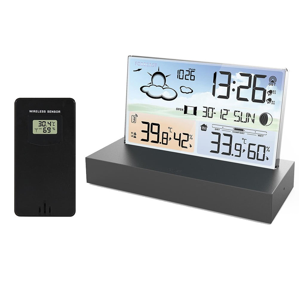 AFQH Weather Station with Outdoor Sensor Temperature ColorScreen Clock Multi Function - Walmart.com