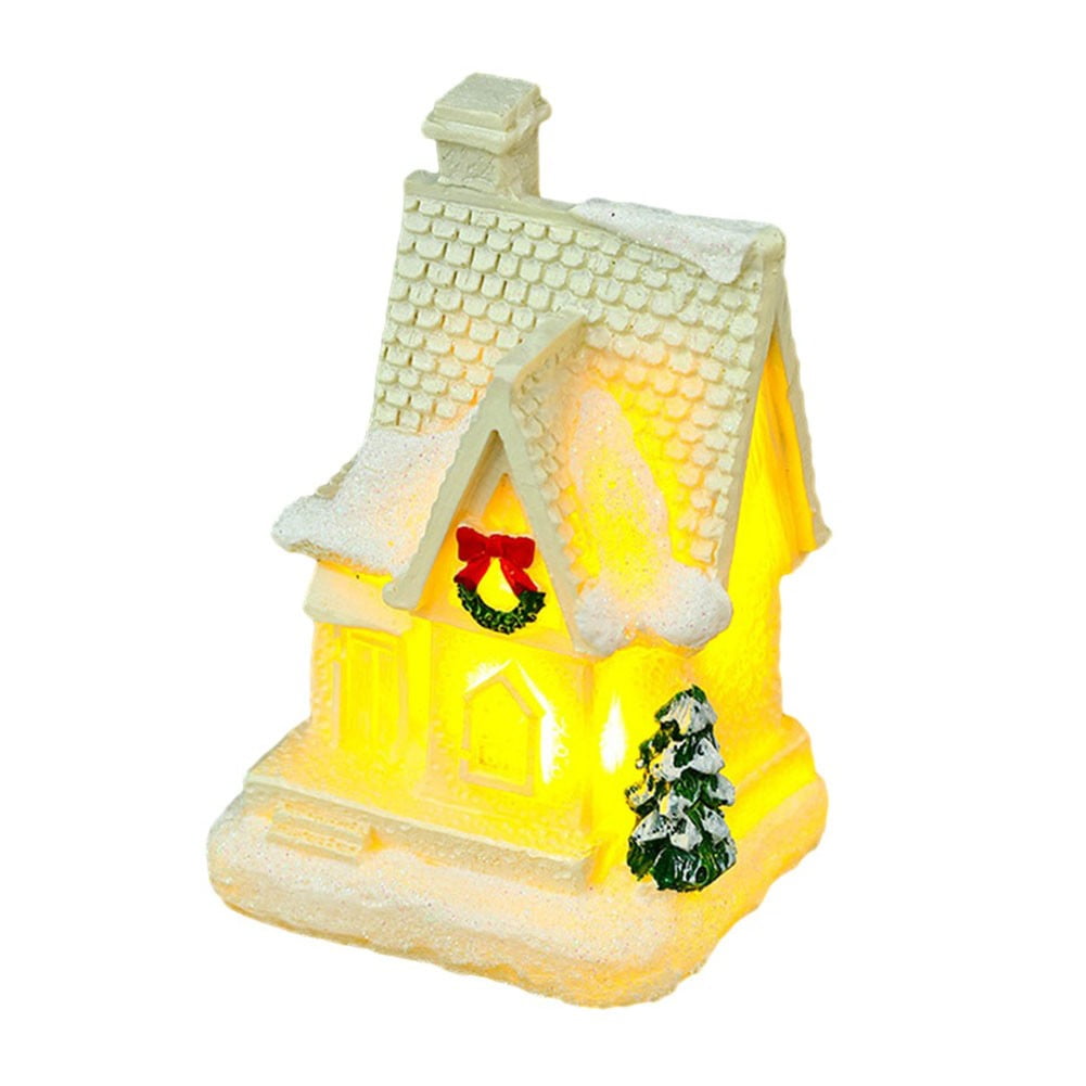 AFQH White Resin House Mini Landscape Ornament Christmas Village Sets ...