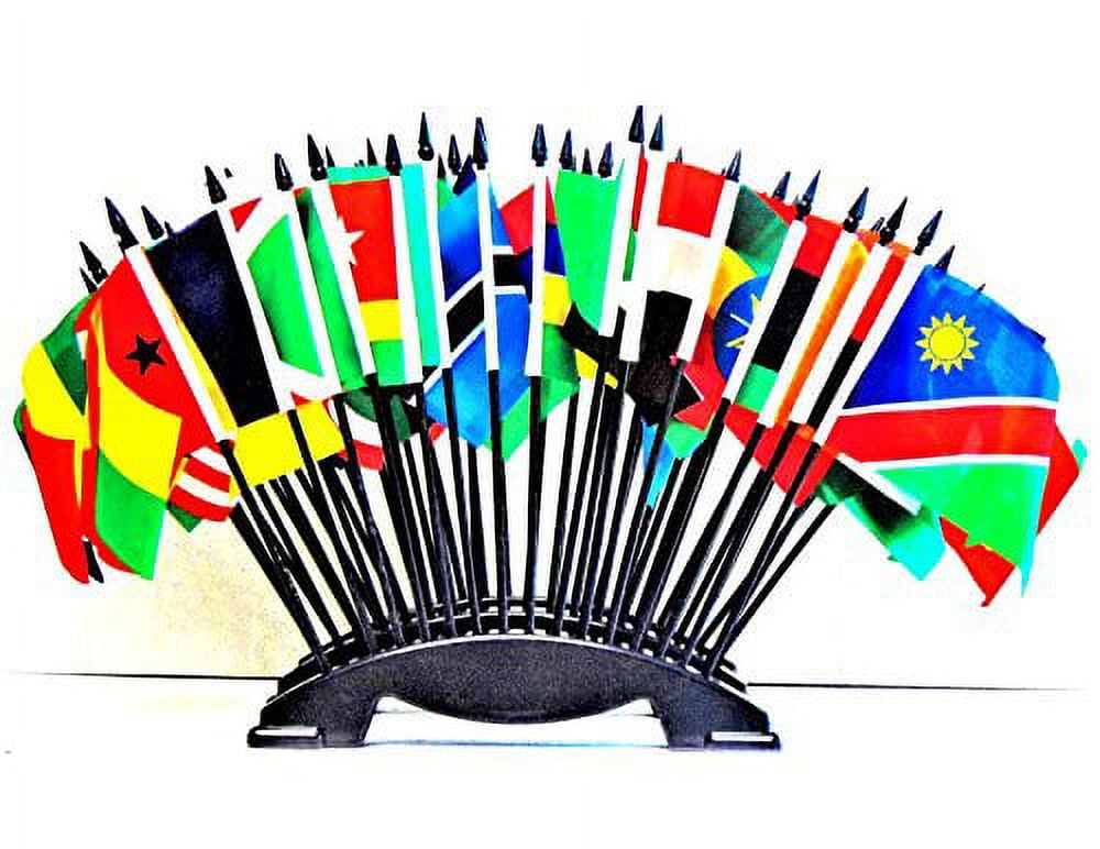 AFRICAN UNION WORLD FLAG SET with three 20-hole bases--52 Polyester 4 ...
