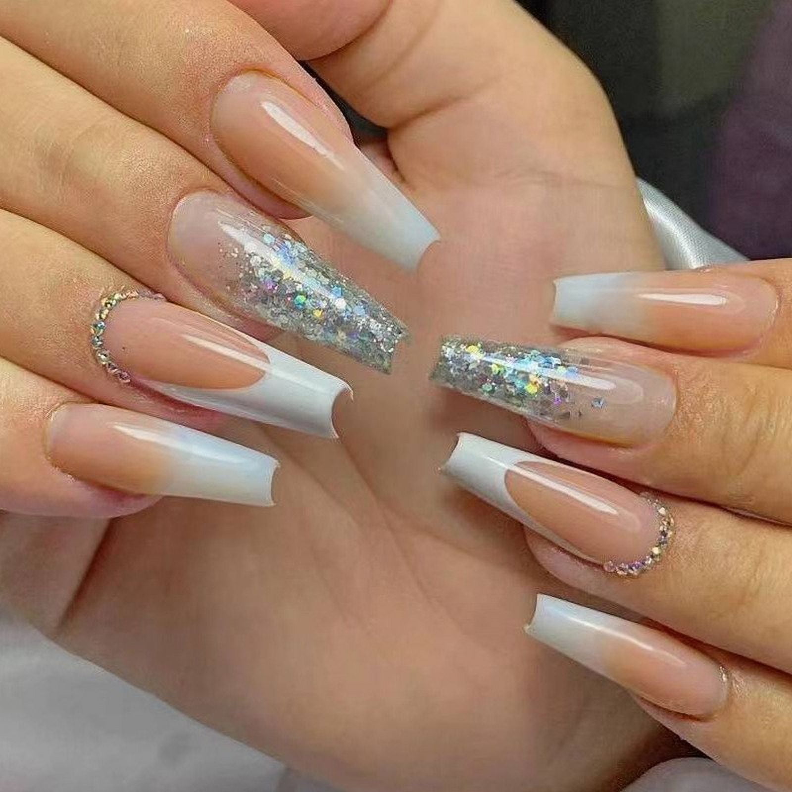 AFUADF Classic French Wear Nail Wholesale Glitter Gradient Nail Color ...