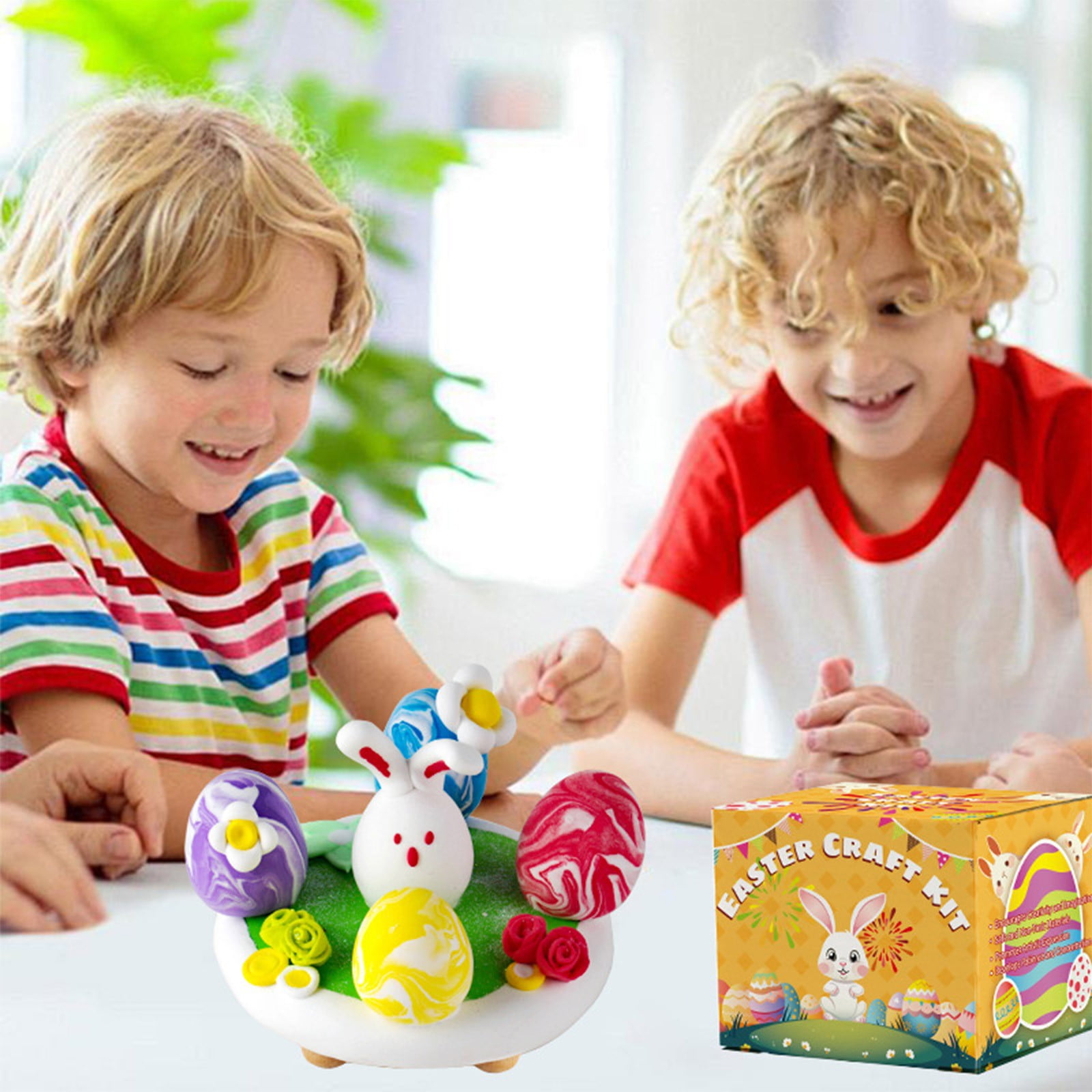 AFUADF Easter Eggs Bunny DIY Clays With 15 Colors Comes With A Tray ...
