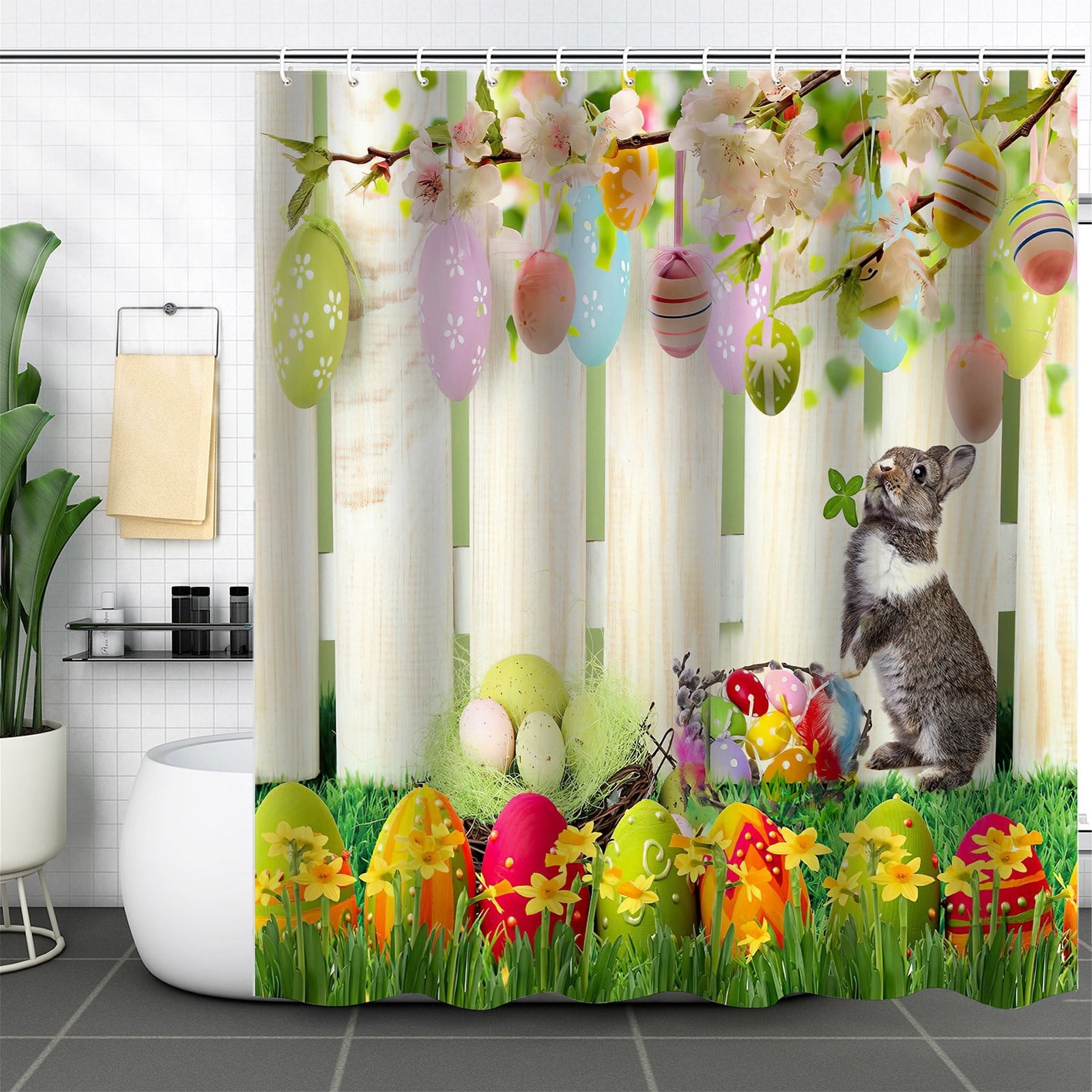 AFUADF Shower Curtain Easter Decoration Bathroom Partition Fabric ...
