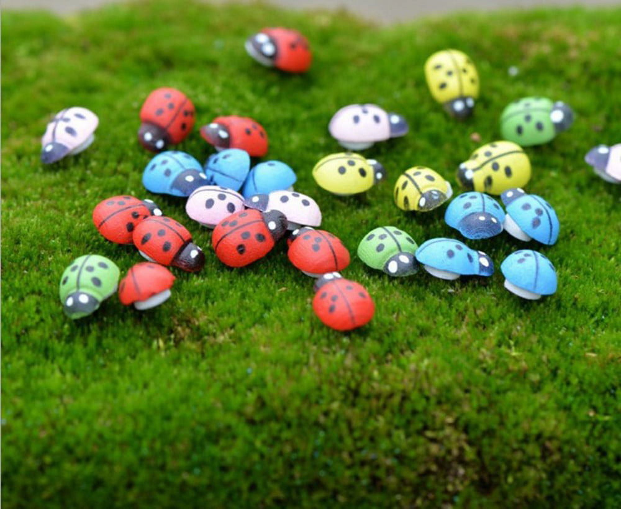 AFUO 10PCS Miniature Garden Decor Seven-Spotted Ladybug Yard Lawn ...