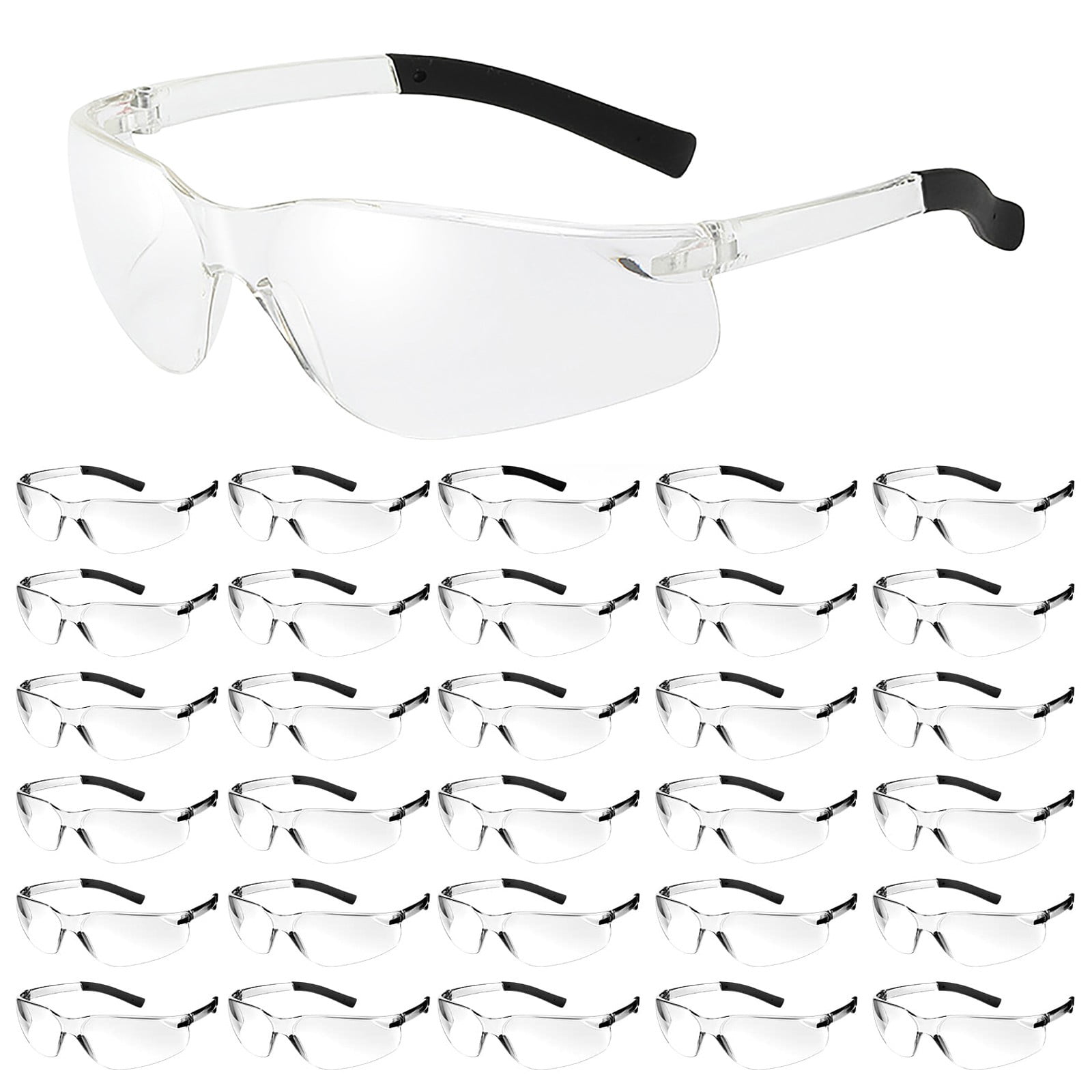 AFUO 30PCS Safety Transparent Protective Glasses Wide-Vision Dust Wind ...