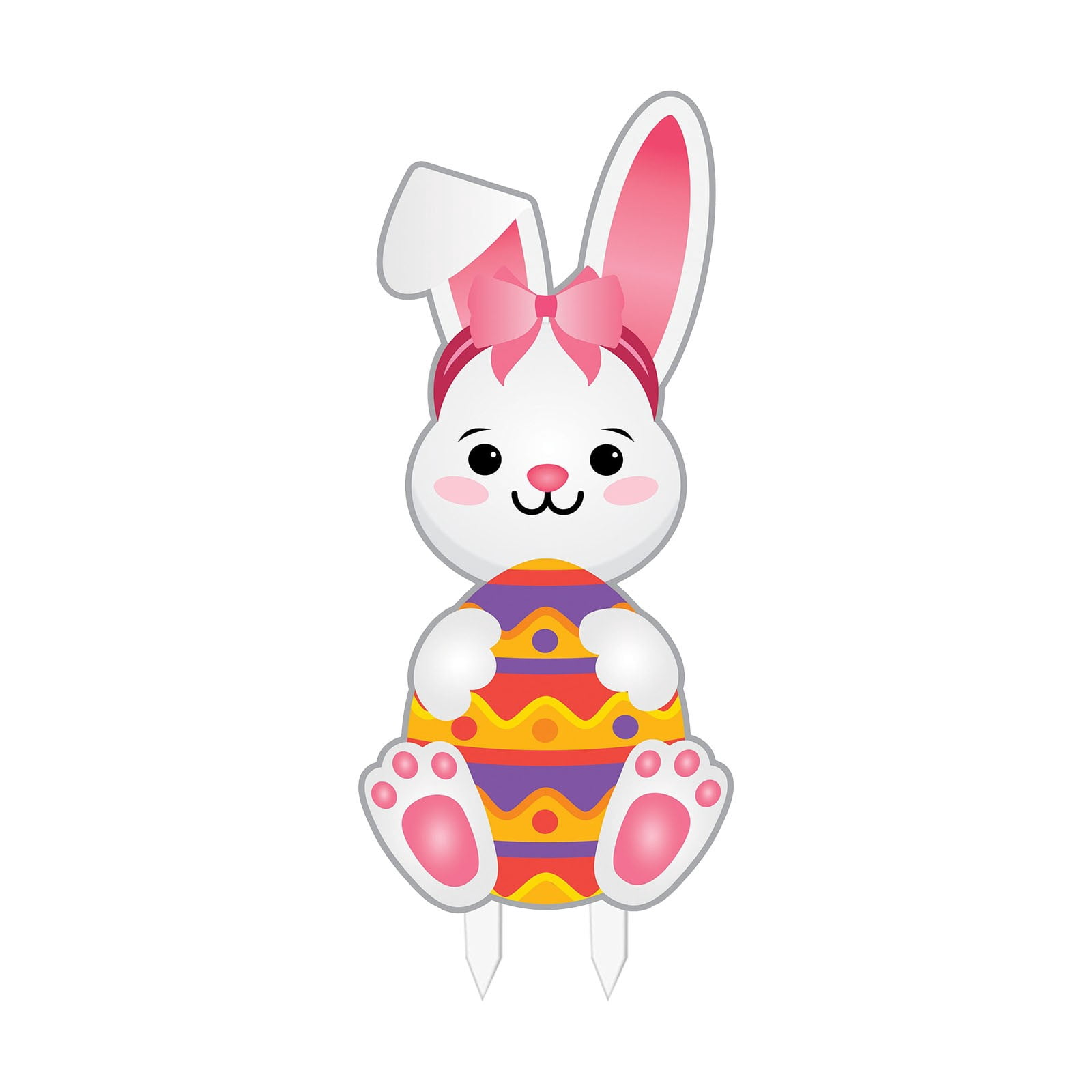 AFUO Easter Garden Decor Wooden Yard Art Rabbit Ground Insert Lawn ...