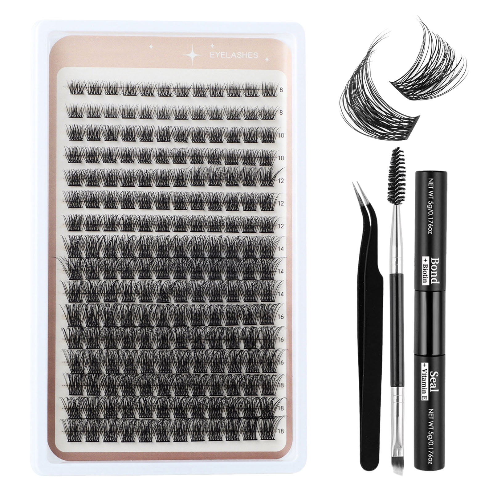 AFUO Fairy Lash Clusters Black False Eyelashes 192Pcs Large Volume ...