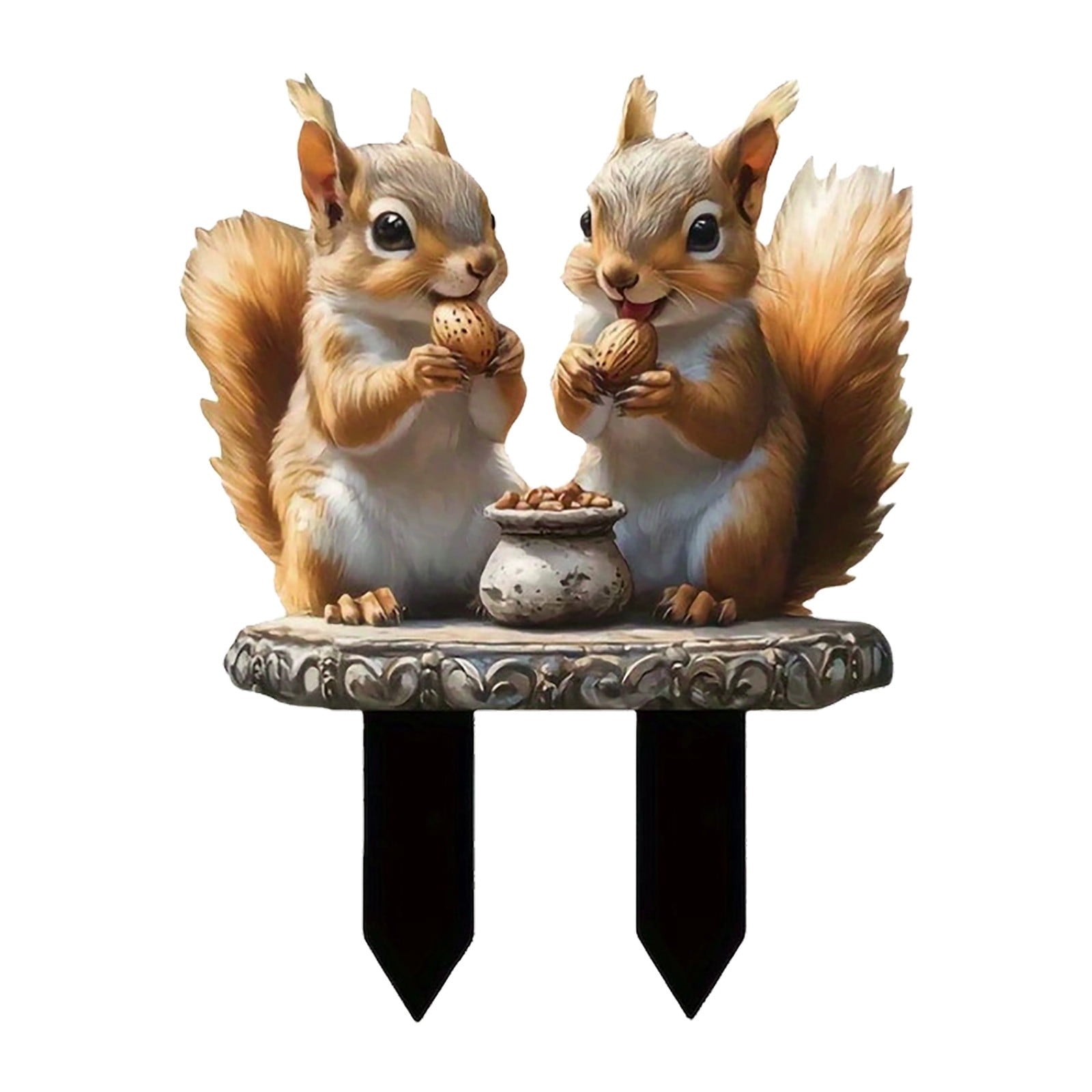 AFUO Garden Decor 2D Cute Squirrels Small Stakes Yard Lawn Decorations ...