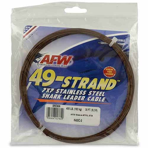 AFW K400C-0 49 Strand 7x7 Stainless Steel Shark Leader Cable - Walmart.com