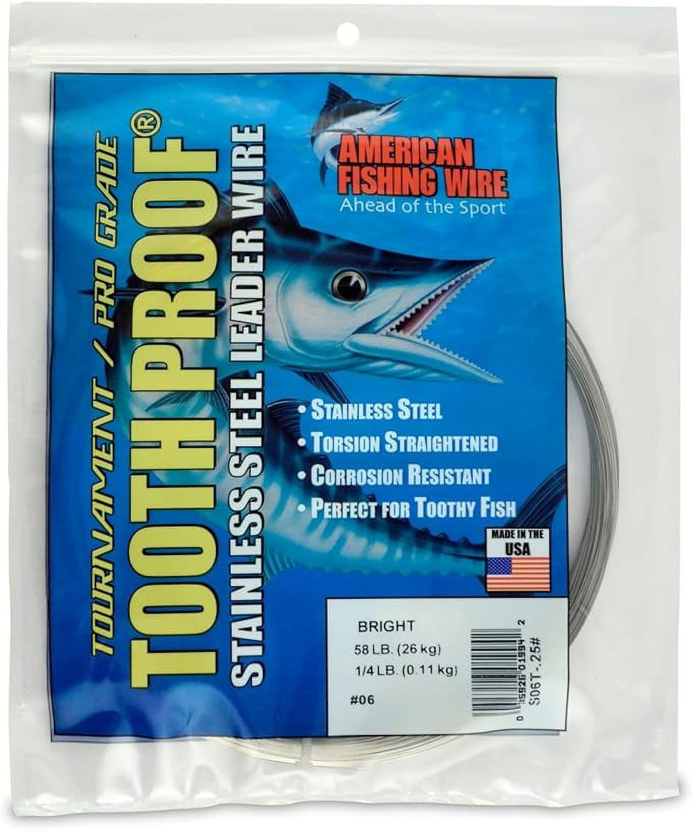 AFW Tooth Proof Stainless Steel Single Strand Hard Leader Wire - Bright and Camo for Shark ...