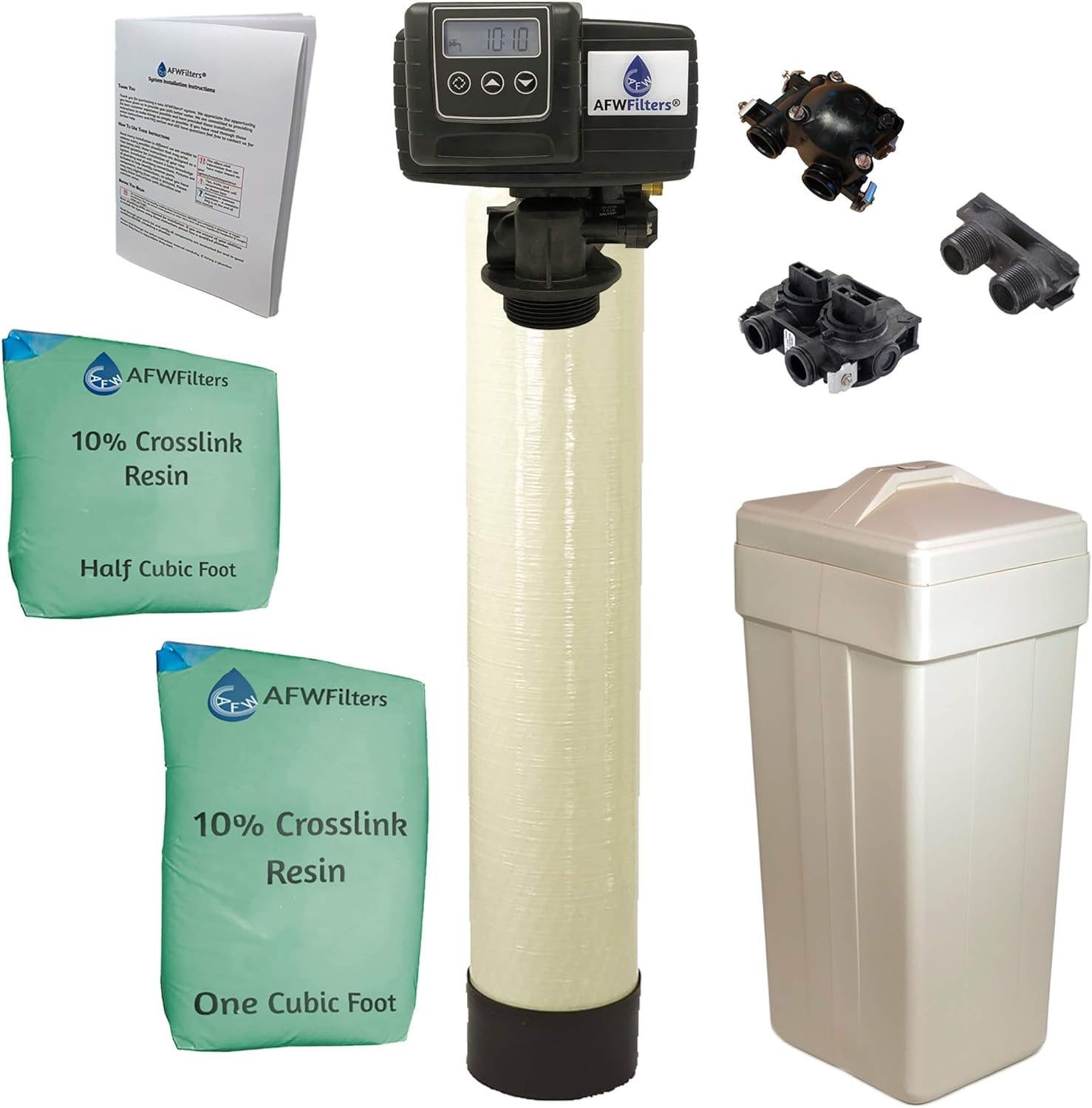 AFWFilters 1.5 Cubic Foot 48k Whole Home Water Softener with Durable 10 ...