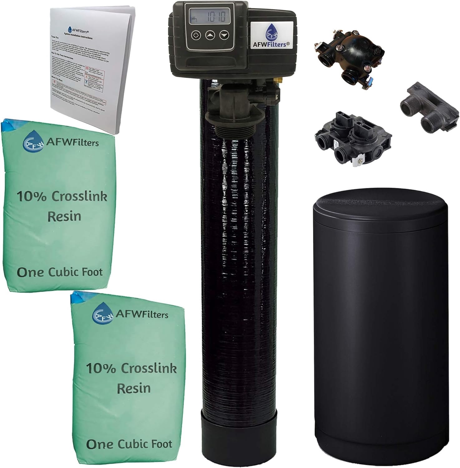 AFWFilters 2 cubic Foot 64k Whole Home Water Softener with Durable 10% ...