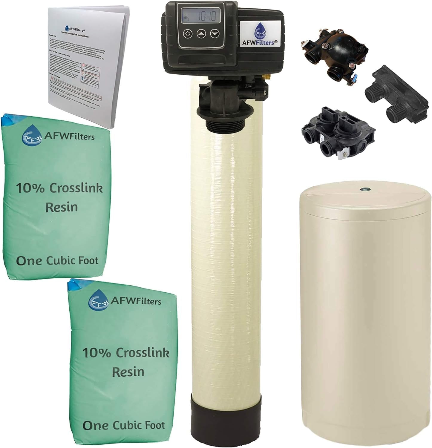 AFWFilters 2 cubic Foot 64k Whole Home Water Softener with Durable 10% ...