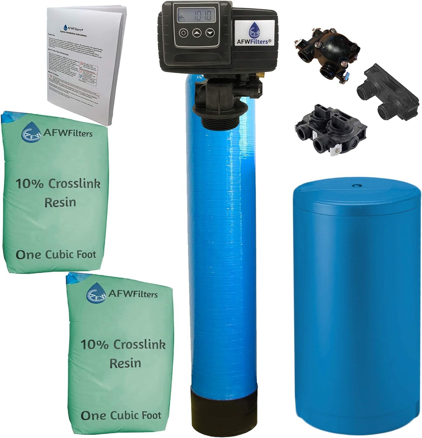 AFWFilters 2 cubic Foot 64k Whole Home Water Softener with Durable 10% ...