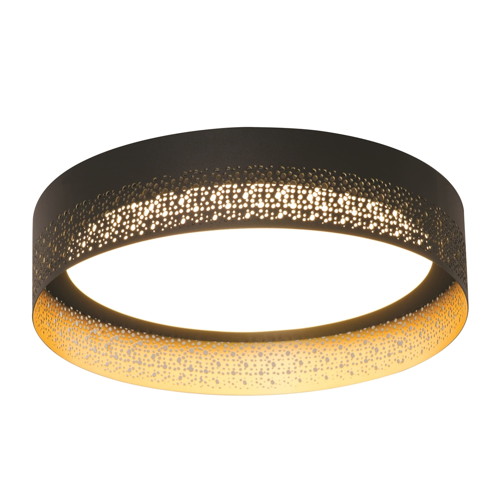 AFX Ash 12-inch Black and Gold LED Flush Mount, White Acrylic Shade ...