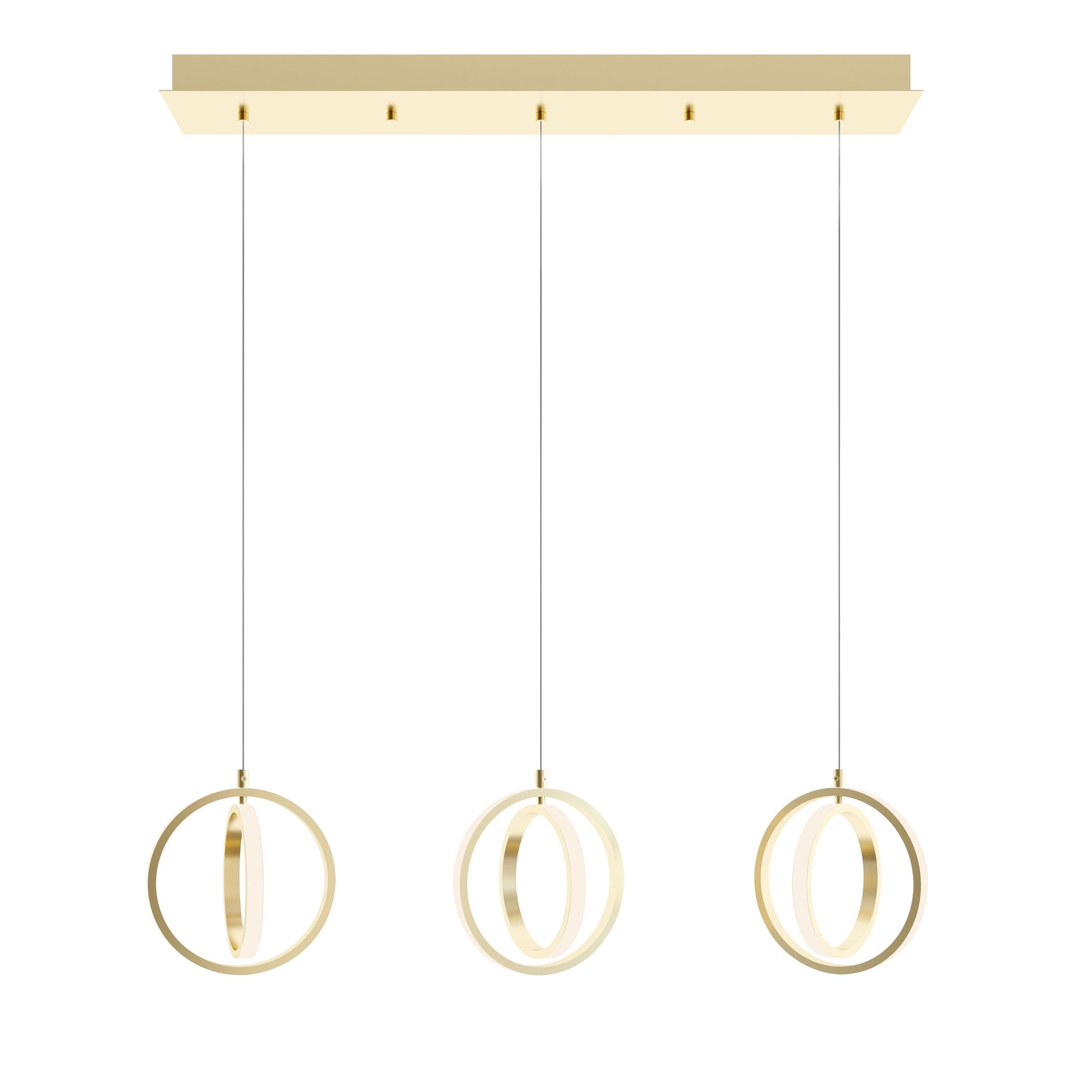 AFX Lock 3 Light Linear Pendant - Medium Base 120V Satin Brass ...
