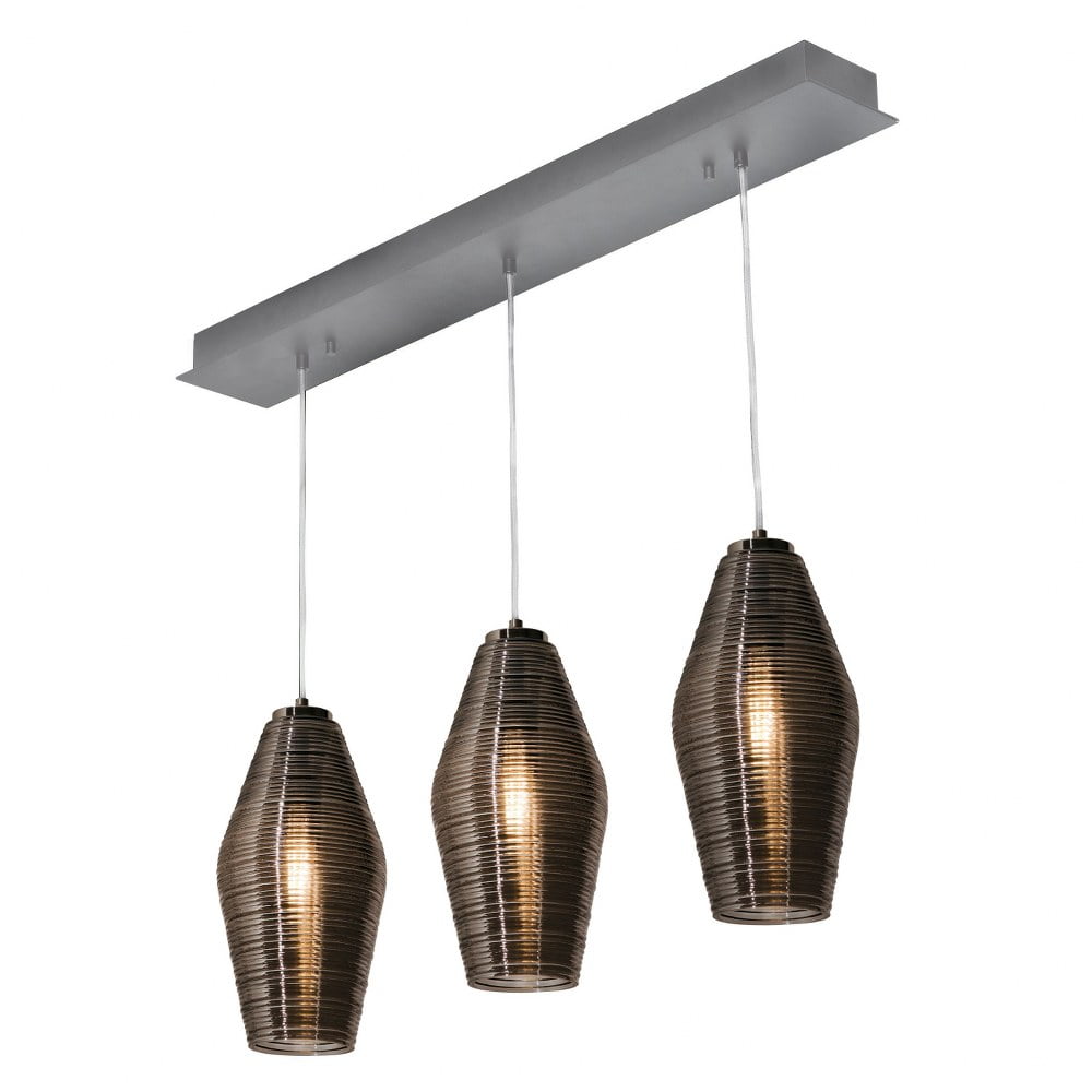 AFX Mila 3 Light Linear Pendant Satin Nickel/Smoke Shades Satin ...