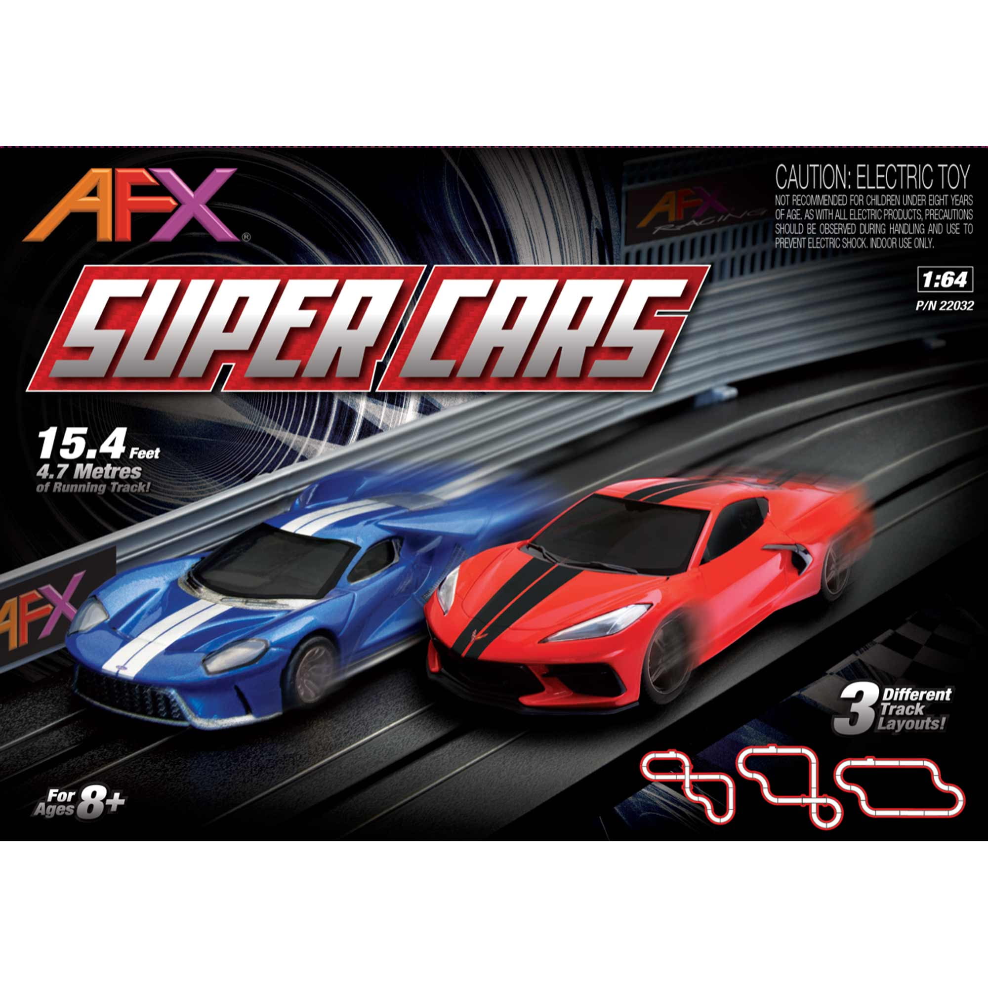 AFX/Racemasters HO Slot Racing Sets: Super Cars Set, 15ft Track, Mega ...