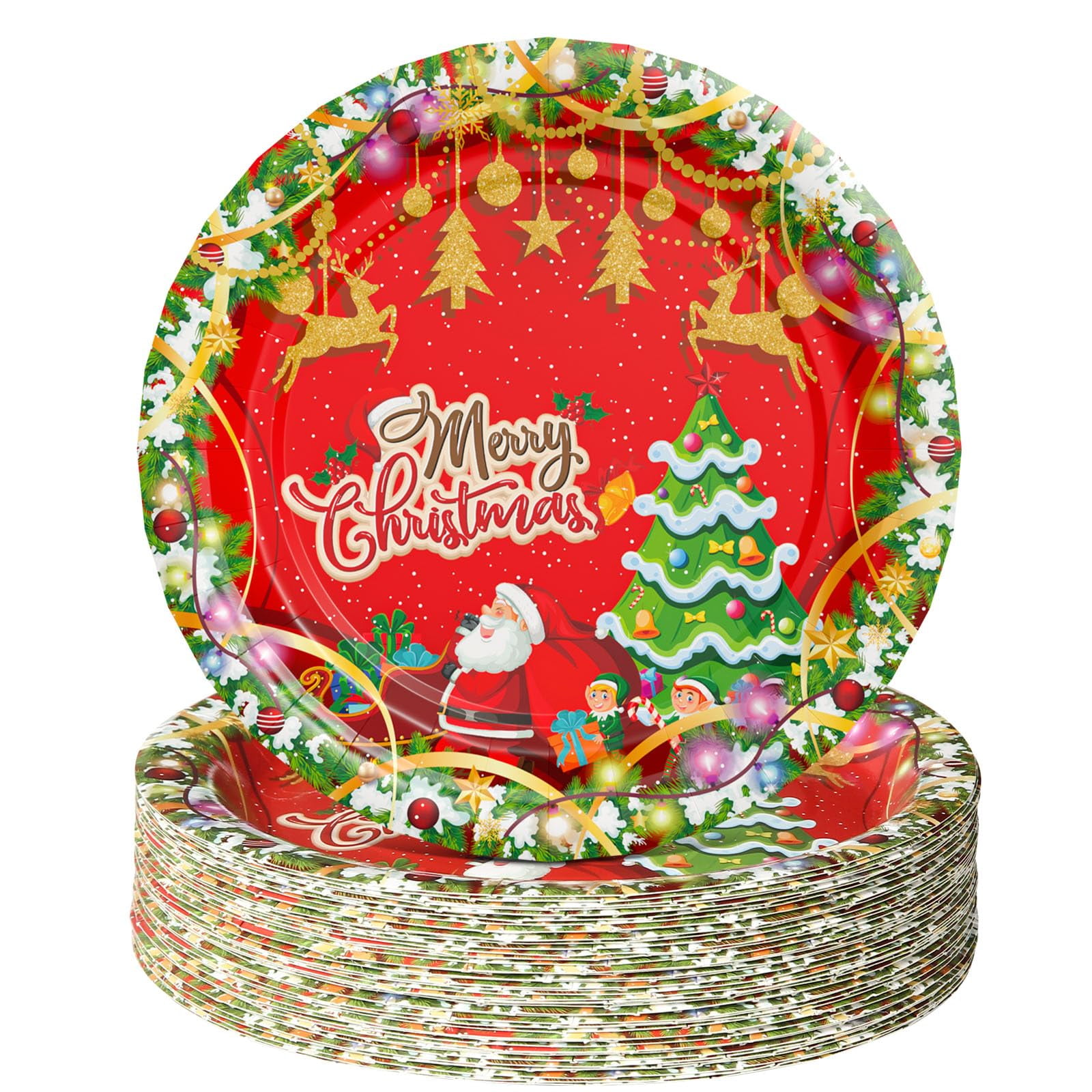 AFZMON 50 Pack Christmas CM31 Party Plates Dessert Paper Dinnerware ...