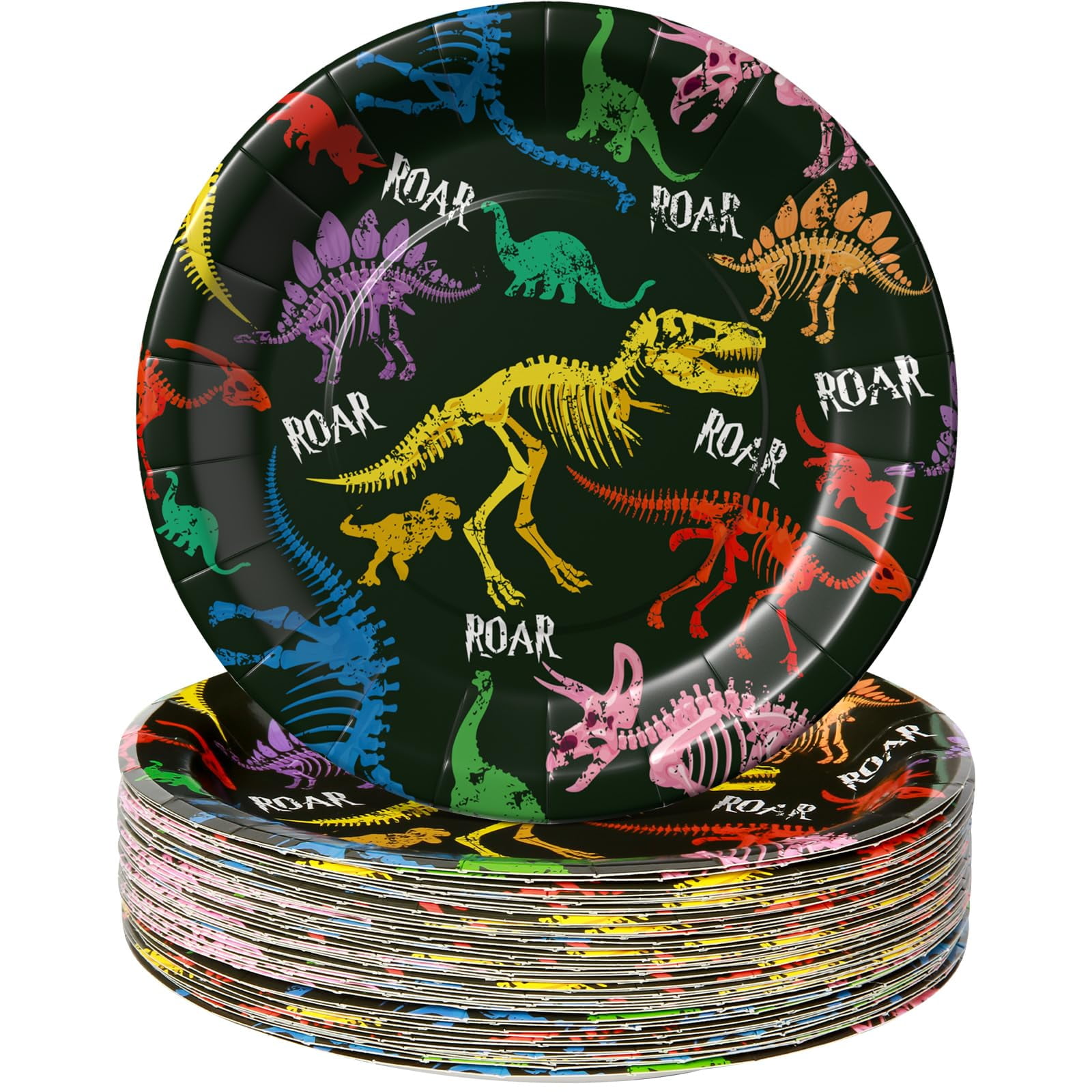 AFZMON Dinosaur Party Plates- STF9 50 Pack 7’’ Disposable Three Rex ...