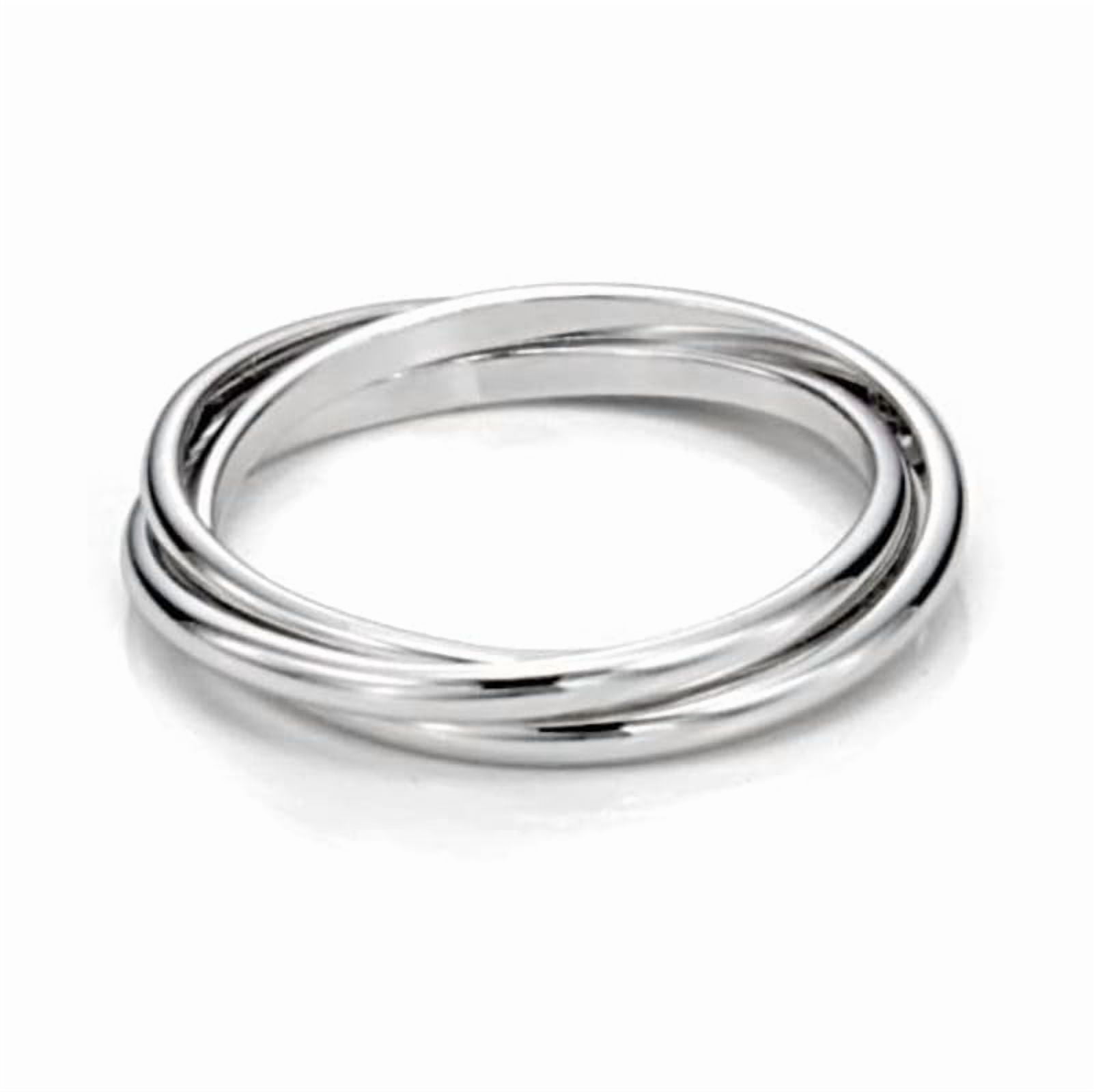 AG 925 JEWELLERY Sterling Silver Triple Interlocked Rolling Minimalist ...