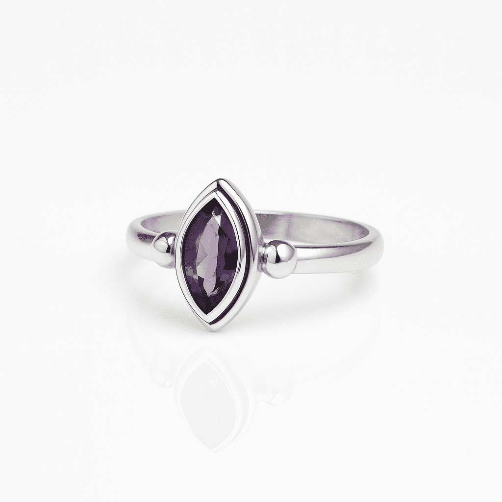 AG 925 Jewellery Marquise Purple Amethyst Stone Ring, 925 Sterling ...