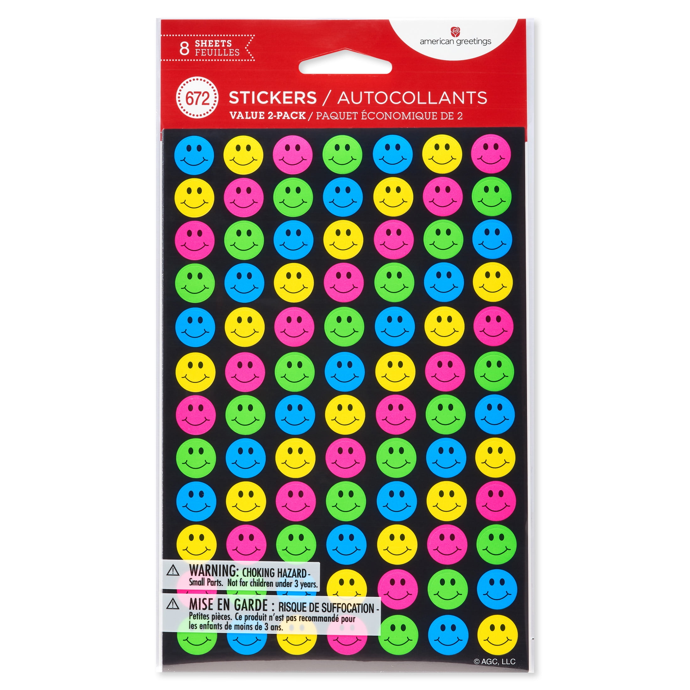 American Greetings Neon Smiley Face and Star Stickers (672-Count ...