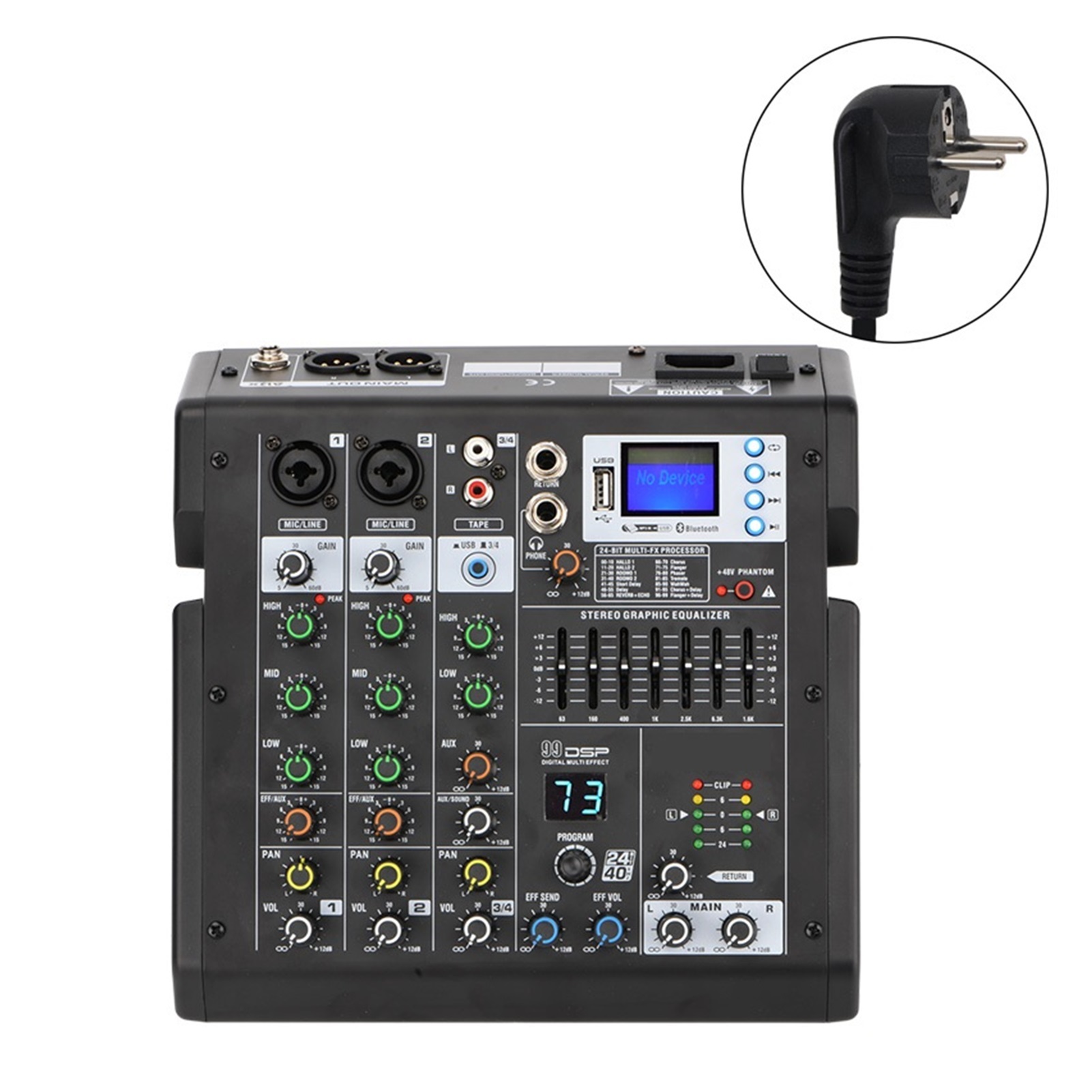 AG-TD4 Mixing Console 4/6 Channels 99 Effects 7 Band EQ USB Play and ...
