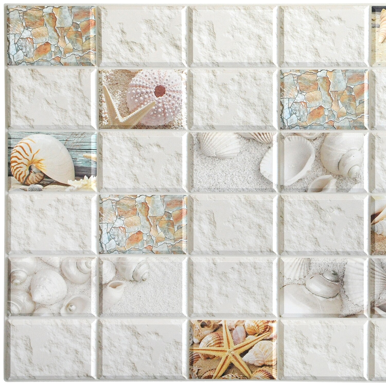 AG Trade Dundee Deco Shells Starfish Mosaic PVC 3D Wall Panels ...