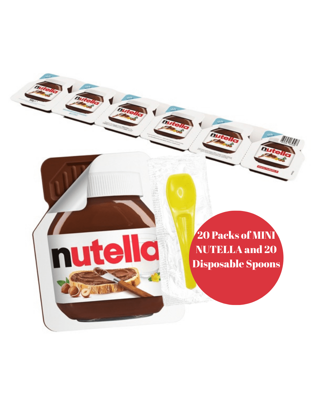 Nutella Chocolate Hazelnut Spread Mini Portion Snack Pack, 20 x 15g ...