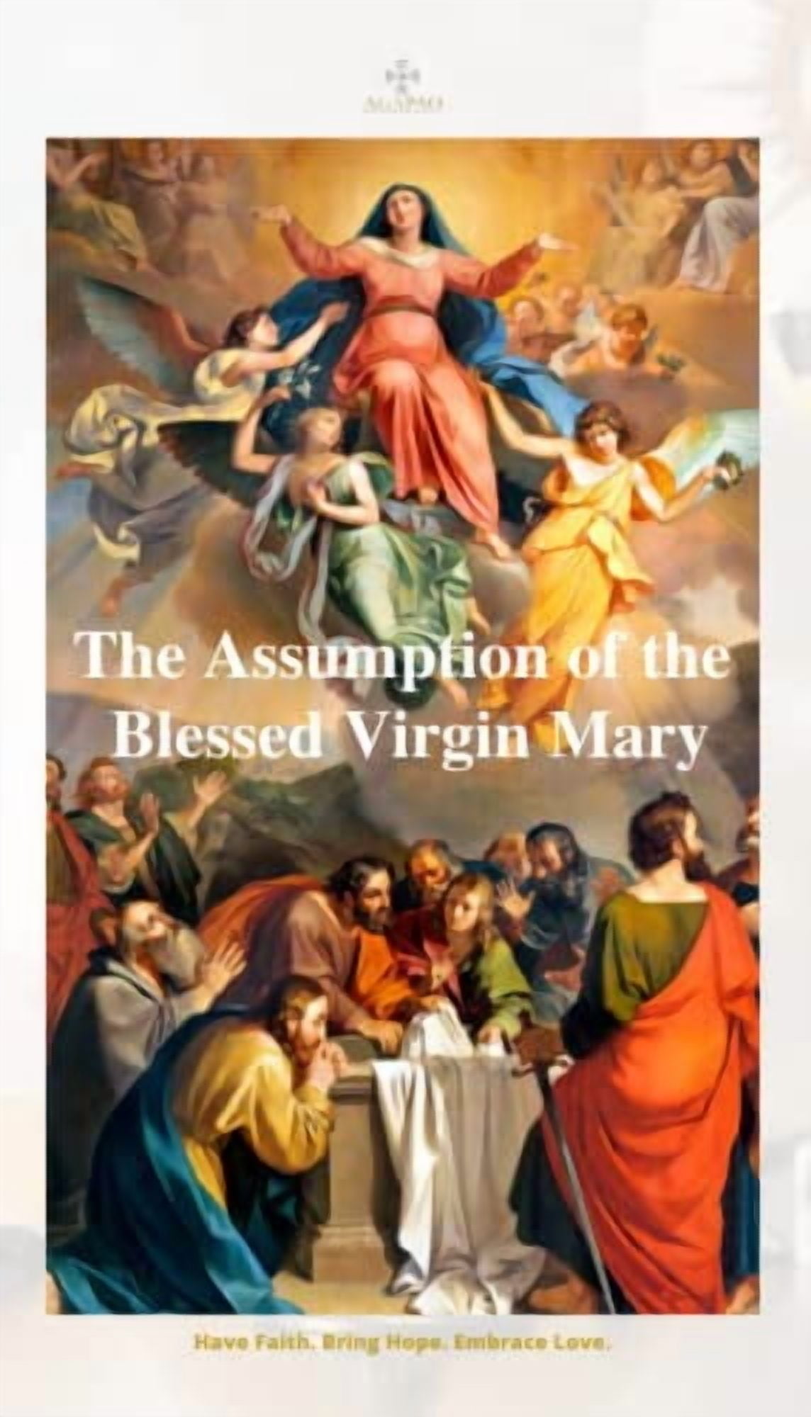 AGAPAO Assumption of The Blessed Virgin Mary Prayer Holy Cards 24 PCS ...