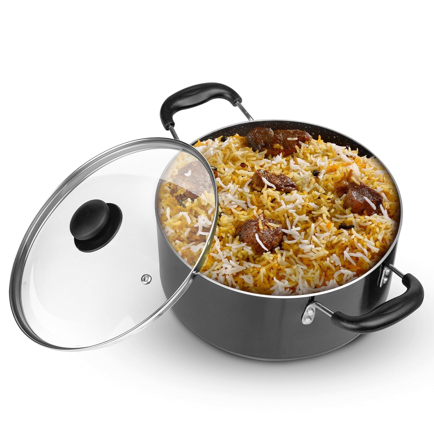 AGARO Elegant Non Stick Biryani Pot with Glass Lid 26 cm Diameter 55 ...